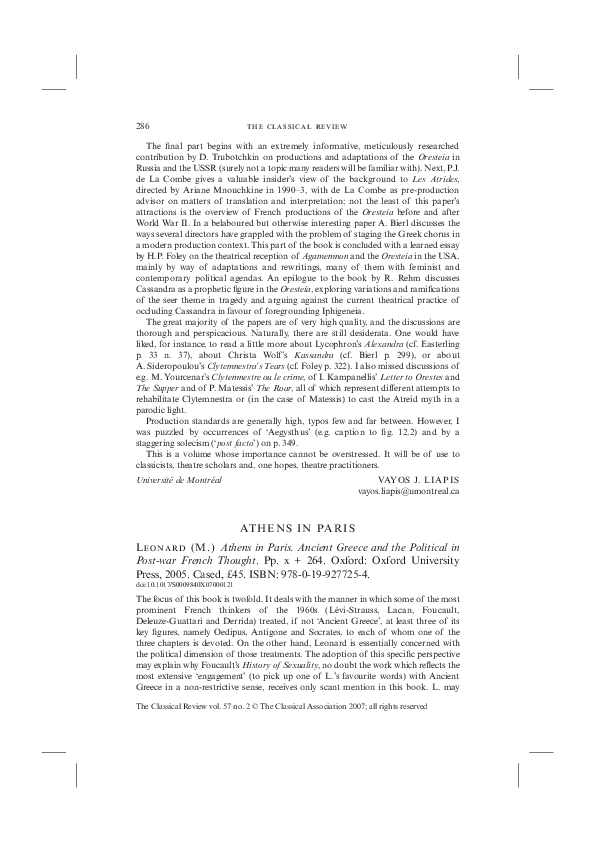 (PDF) 2007 Rec. M. Leonard Athens in Paris | André Laks - Academia.edu
