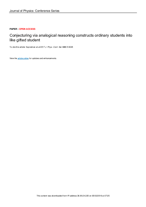 (PDF) Conjecturing via analogical reasoning constructs ordinary students into like gifted ...
