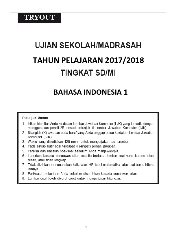 (DOC) Tryout bahasa indonesia