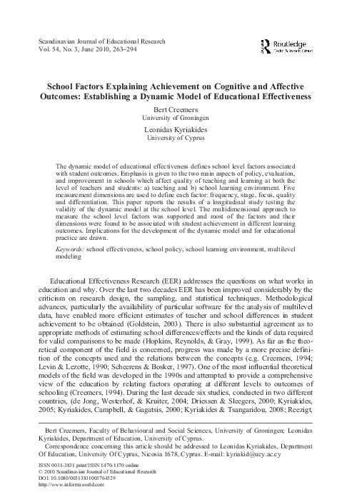(PDF) School Factors Explaining Achievement on Cognitive and Affective ...