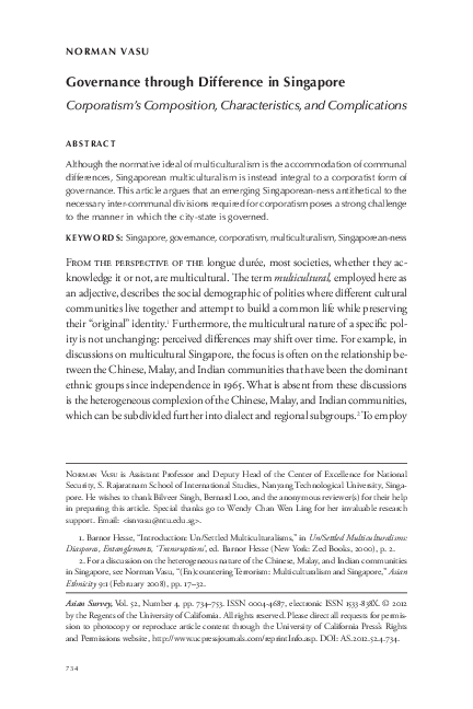 (PDF) Governance through Difference in singapore
