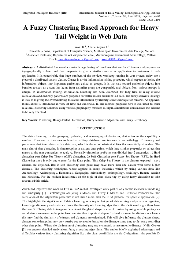 (PDF) A Fuzzy Clustering Based Approach for Heavy Tail Weight in Web Data