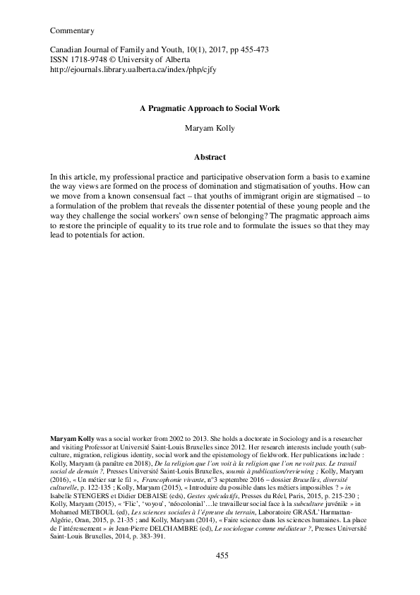 (PDF) A Pragmatic Approach to Social Work