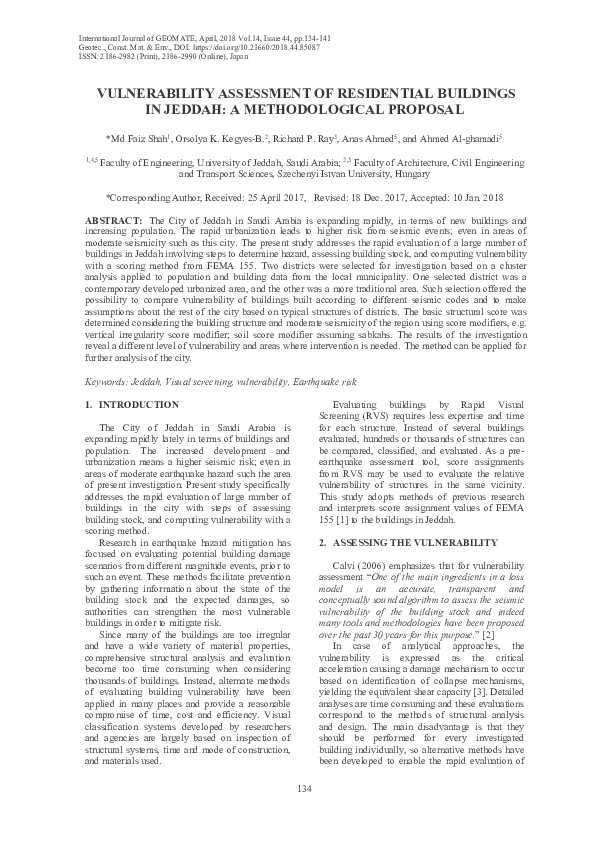 (PDF) VULNERABILITY ASSESSMENT OF RESIDENTIAL BUILDINGS IN JEDDAH: A ...