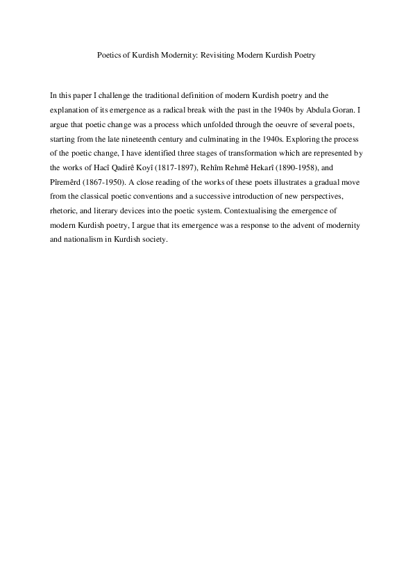 (DOC) Poetics of Kurdish Modernity: Revisiting Modern Kurdish Poetry