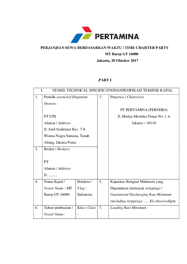 (DOC) BERKAS ALAT BUKTI TIME CHARTER PARTY