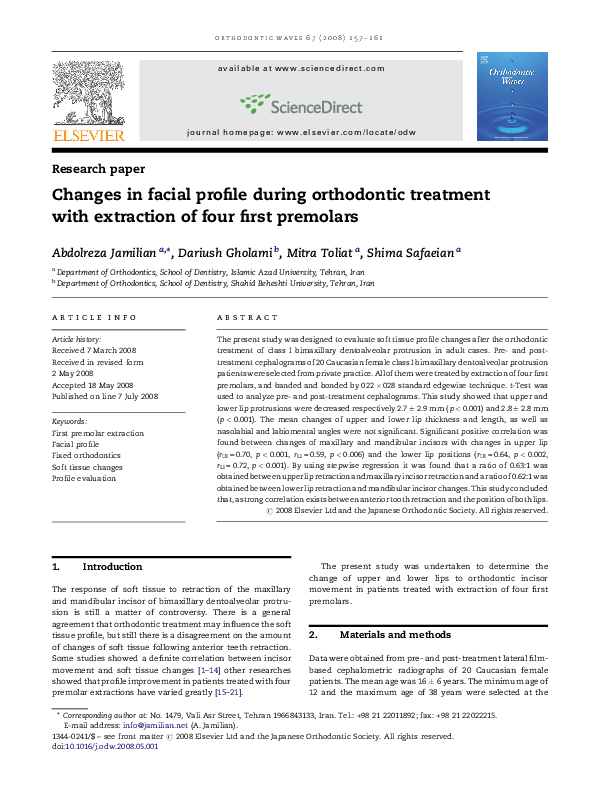 (PDF) Changes in facial profile during orthodontic treatment with ...