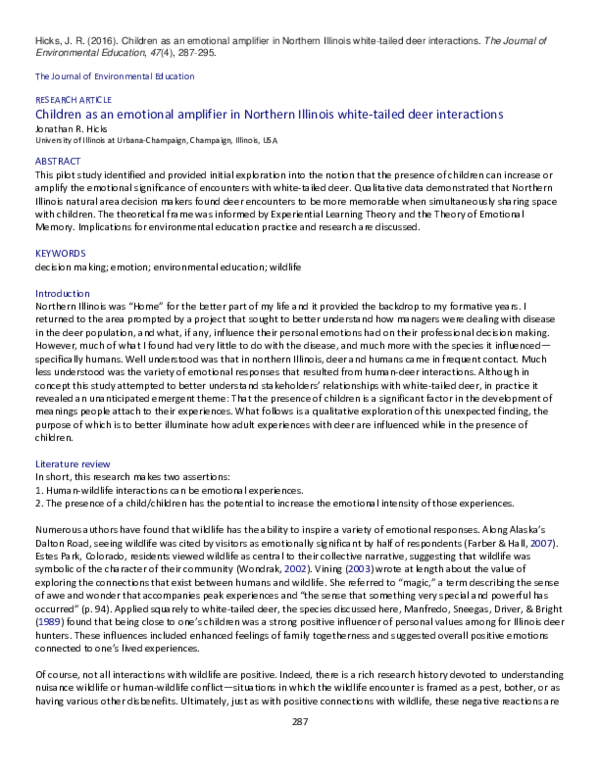 (PDF) Children as an emotional amplifier in Northern Illinois white ...