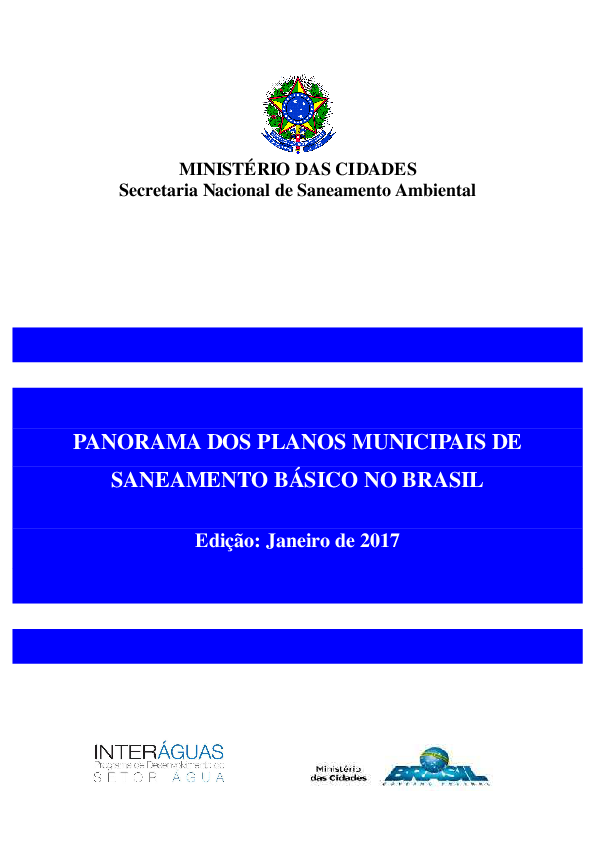 (PDF) MINISTÉRIO DAS CIDADES Secretaria Nacional de Saneamento Ambiental PANORAMA DOS PLANOS ...