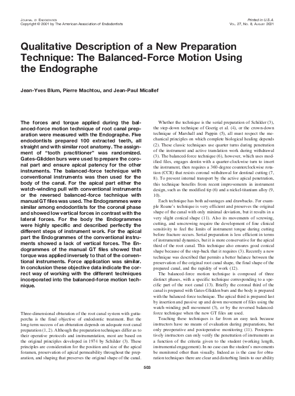 (PDF) Qualitative Description of a New Preparation Technique: The ...