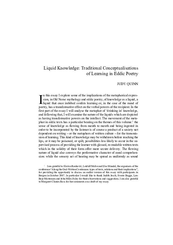 (PDF) Liquid Knowledge: Traditional Conceptualisations of Learning in ...