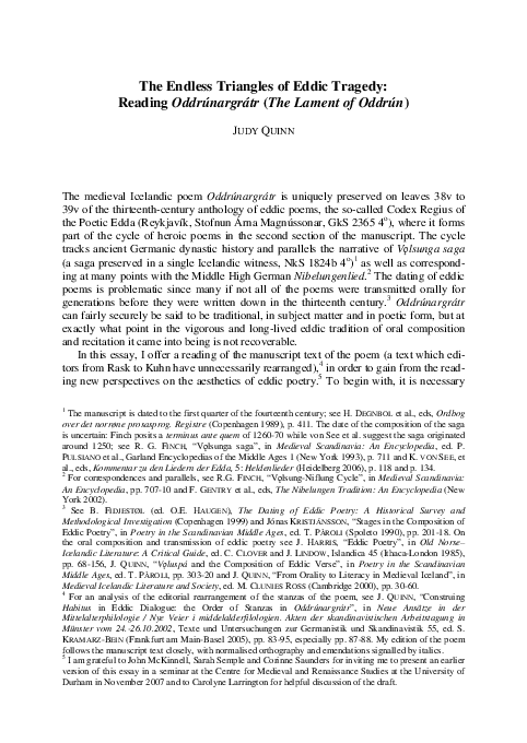 (PDF) The Endless Triangles of Eddic Tragedy: Reading Oddrúnargrátr ...