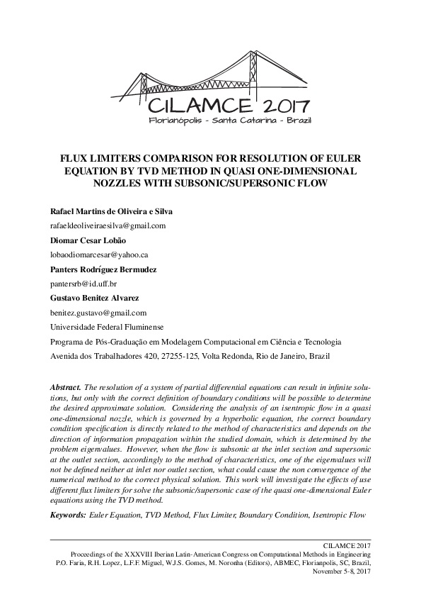 Pdf Flux Limiters Comparison For Resolution Of Euler Equation By Tvd