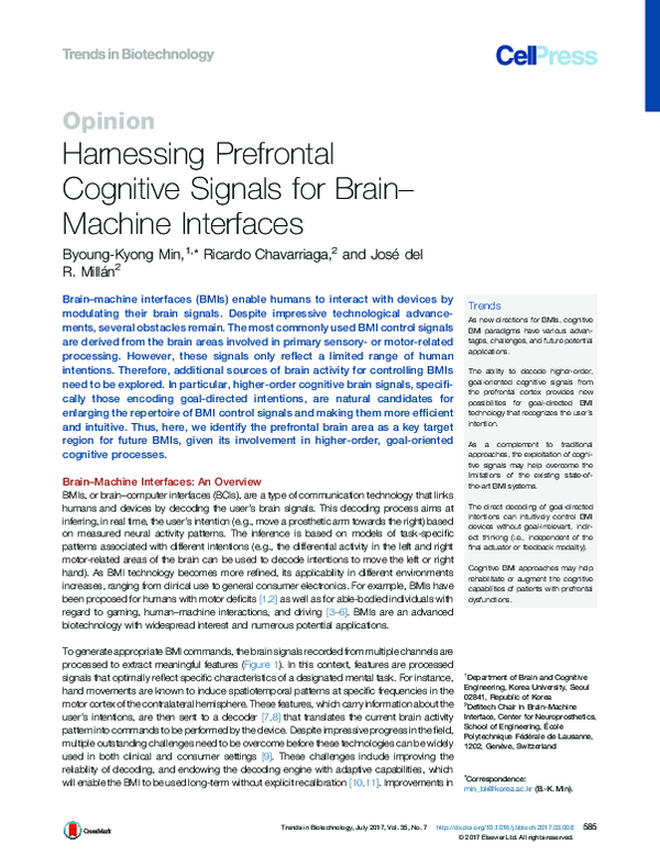 (PDF) Harnessing Prefrontal Cognitive Signals for Brain– Machine Interfaces