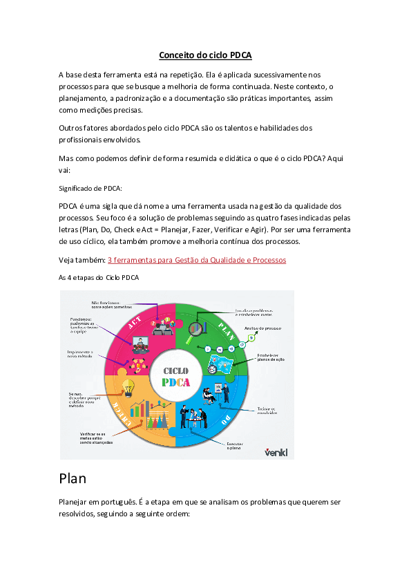 (DOC) Conceito do ciclo PDCA
