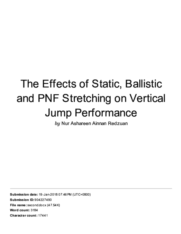 (PDF) The Effects of Static, Ballistic and PNF Stretching on Vertical Jump Performance