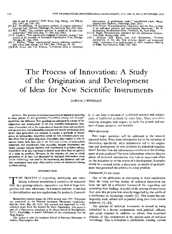 (PDF) The process of innovation: A study of the origination and ...