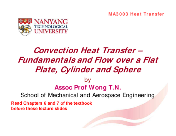 (PDF) Convection Heat Transfer – Fundamentals and Flow over a Flat ...