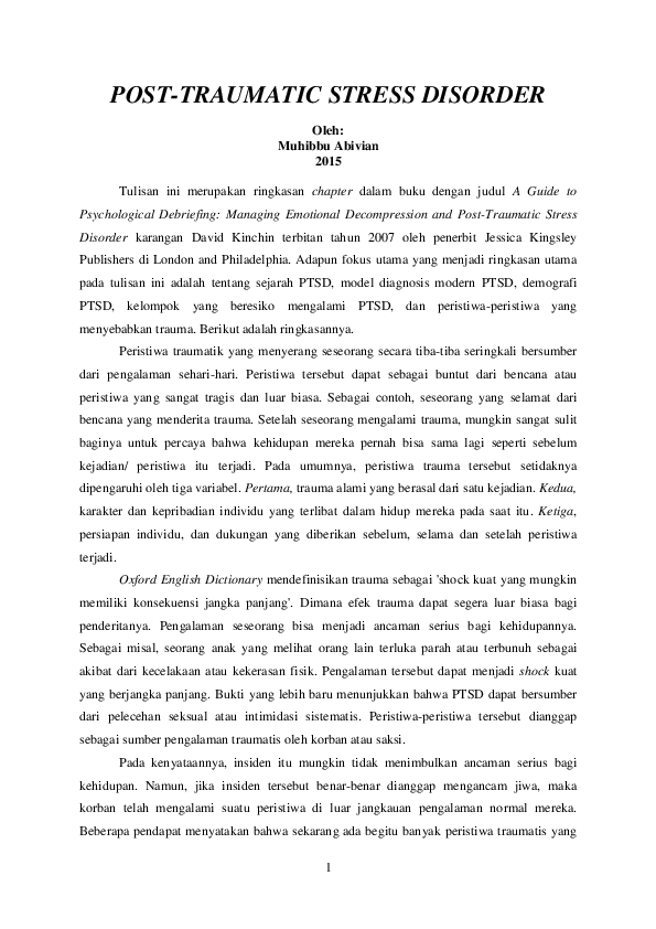 (PDF) POST-TRAUMATIC STRESS DISORDER