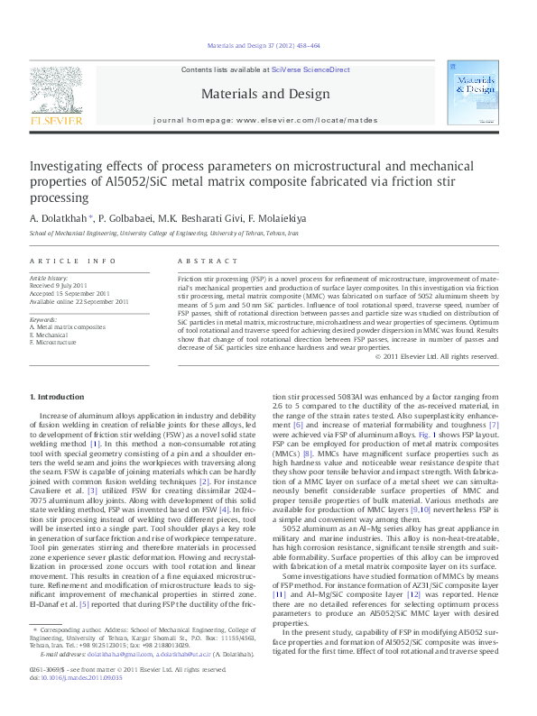 (PDF) Investigating effects of process parameters on microstructural and mechanical properties ...