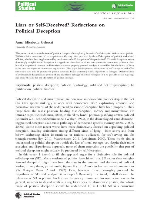 (PDF) Liars or Self-Deceived? Reflections on Political Deception