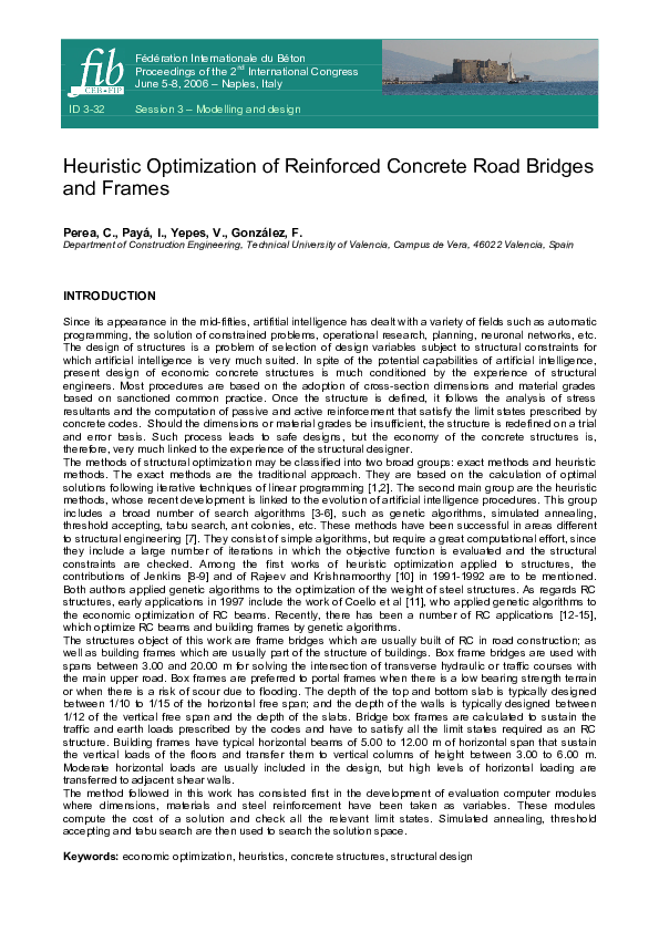 (PDF) Heuristic optimization of reinforced concrete road bridges and frames