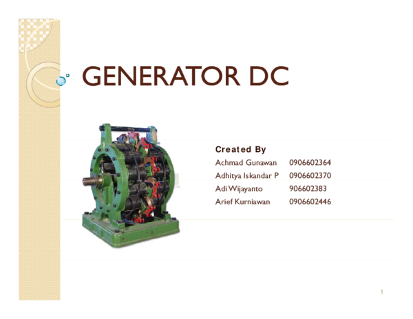 (PDF) GENERATOR DC GENERATOR DC