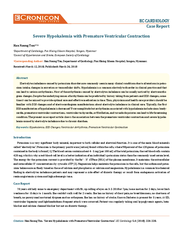 (PDF) EC CARDIOLOGY Case Report Severe Hypokalemia with Premature ...