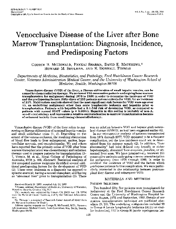 (PDF) Hepatic veno-occlusive disease (VOD) with complete occlusion of ...