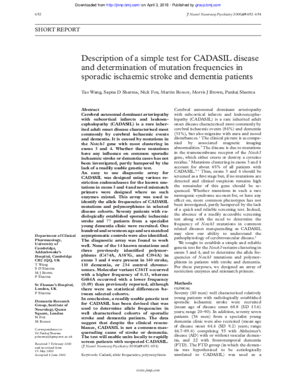 (PDF) Description of a simple test for CADASIL disease and ...