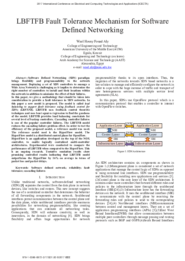 (PDF) LBFTFB Fault Tolerance Mechanism for Software Defined Networking