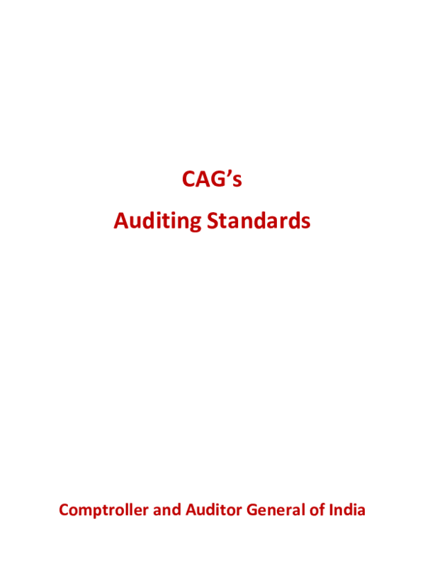 (PDF) CAG's Auditing Standards Comptroller and Auditor General of India