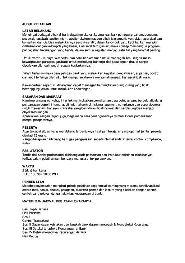 (DOC) Contoh proposal pelatihan