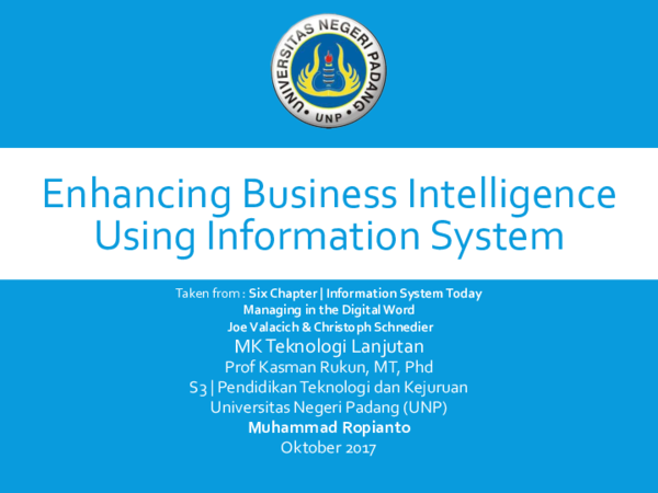 (PDF) Enhancing Business Intelligence Using Information System