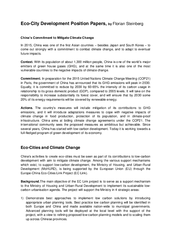 (DOC) Eco-City Development Position Papers