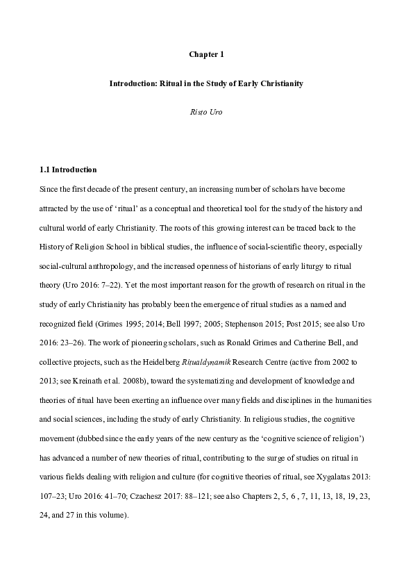 (PDF) Introduction: Ritual in the Study of Early Christianity