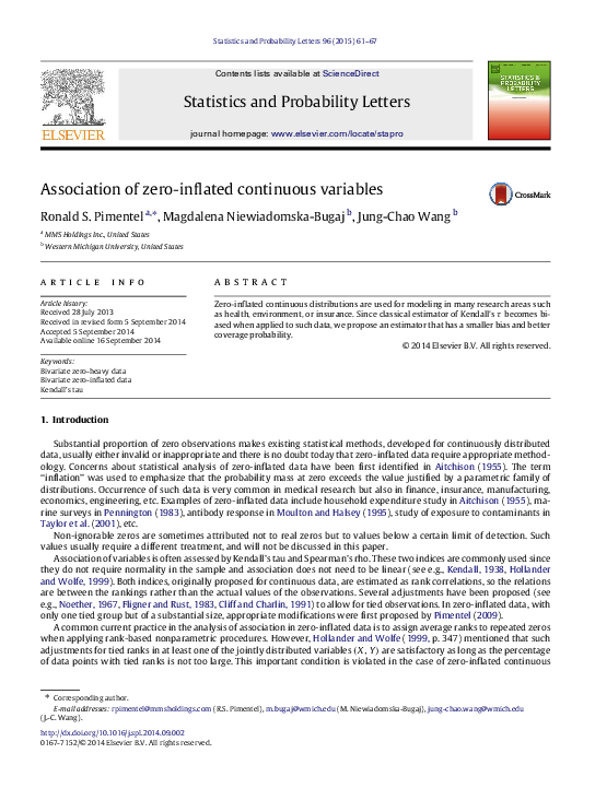 (PDF) Association of zero-inflated continuous variables