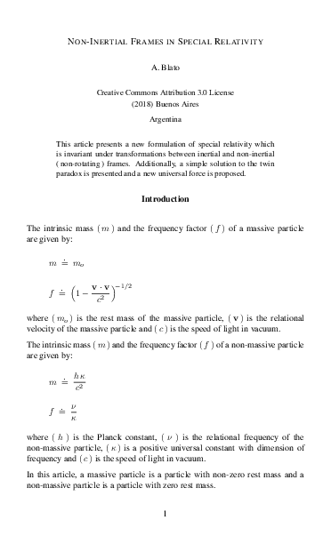(PDF) Non-Inertial Frames in Special Relativity