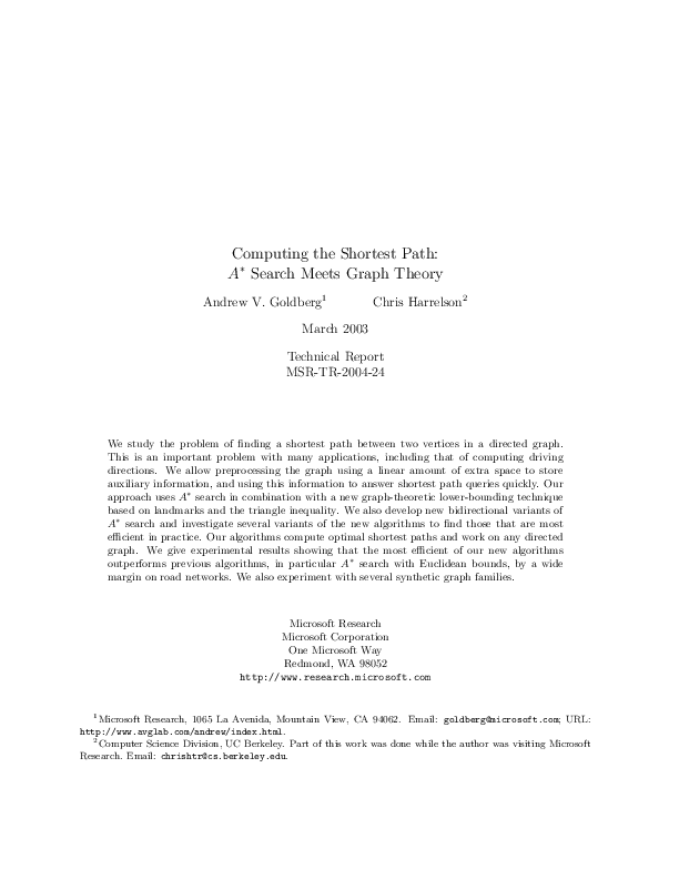 (PDF) Computing the shortest path: A search meets graph theory