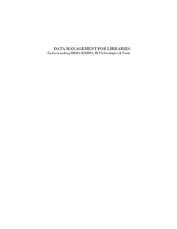 (PDF) DATA MANAGEMENT FOR LIBRARIES Understanding DBMS, RDBMS, IR ...