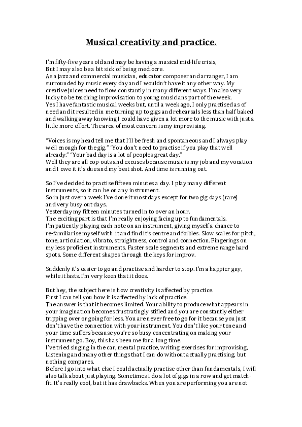 (PDF) Musical creativity and practice