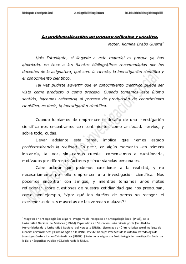 (PDF) La problematización: un proceso reflexivo y creativo