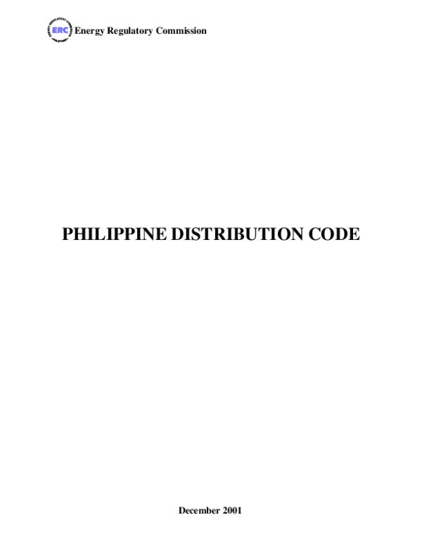 (PDF) Energy Regulatory Commission PHILIPPINE DISTRIBUTION CODE ...