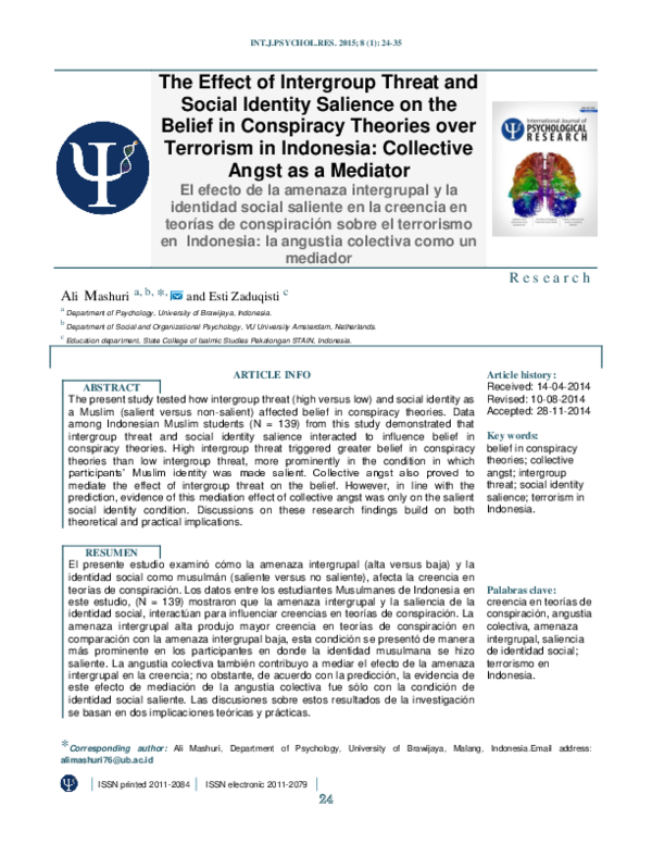 (PDF) The effect of intergroup threat and social identity salience on ...