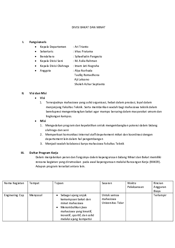 (DOC) Rancangan Program Kerja