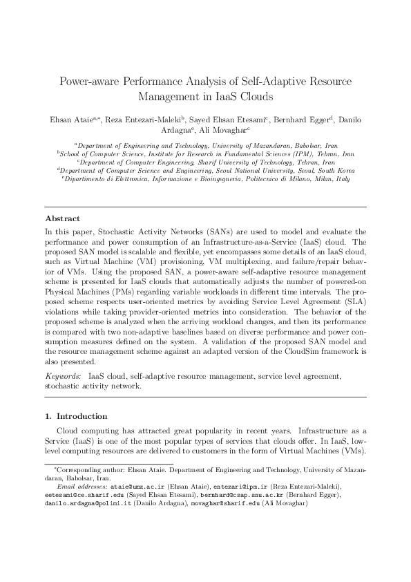Pdf Power Aware Performance Analysis Of Self Adaptive Resource Management In Iaas Clouds
