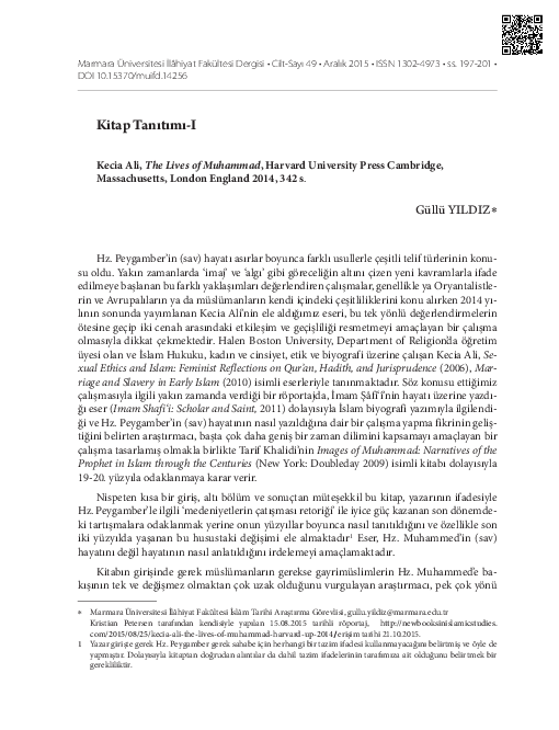 (PDF) Kecia Ali, The Lives of Muhammad, Harvard University Press ...