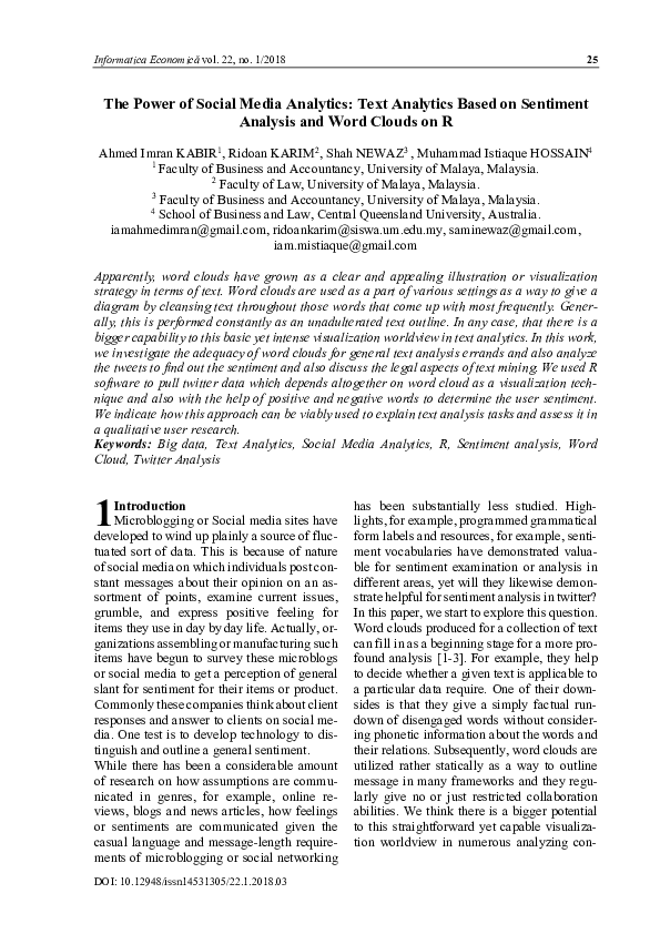 (PDF) The Power of Social Media Analytics: Text Analytics Based on ...