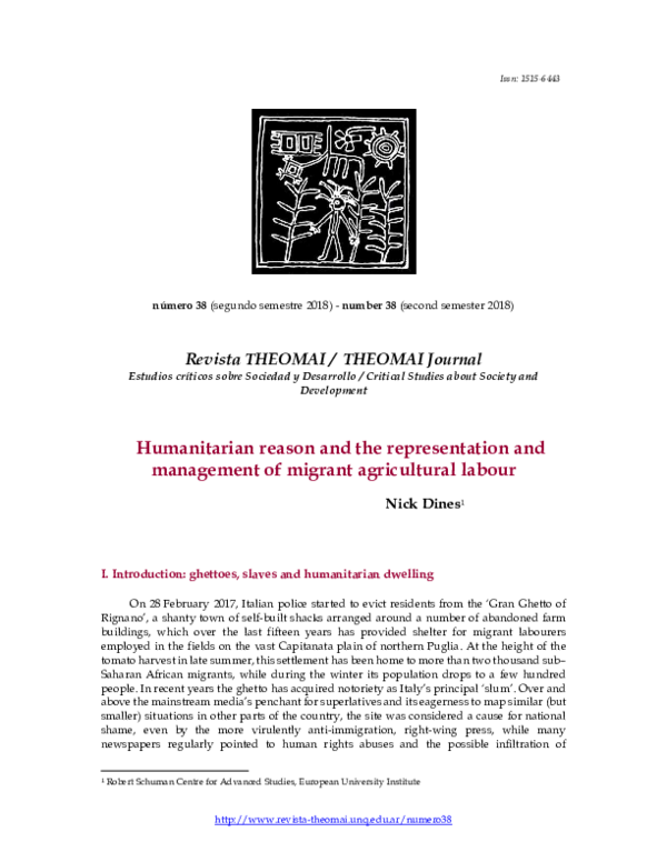 (PDF) Humanitarian reason and the representation and management of ...