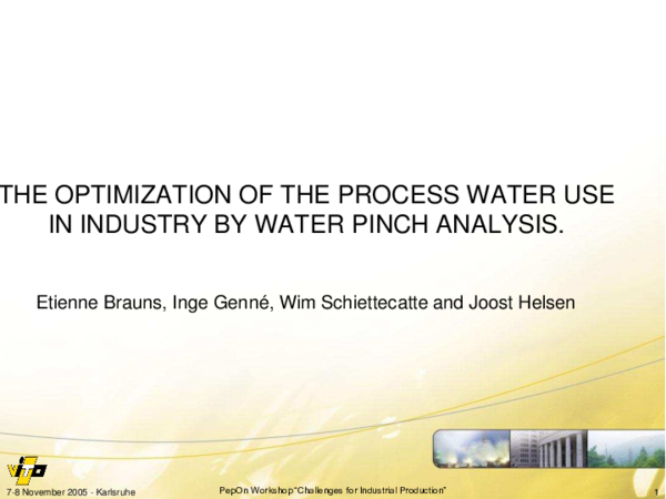 (PDF) The Optimization of the Process Water Use in Industry by Water Pinch Analysis